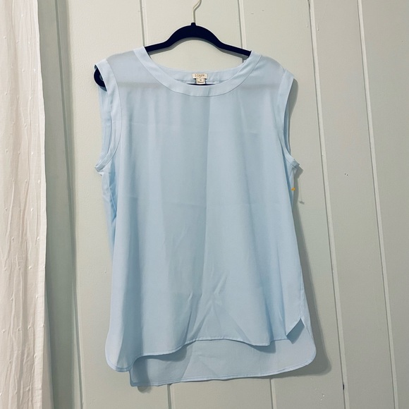 J. Crew | Tops | J Crew Sleeveless Light Blue Sheer Blouse M | Poshmark